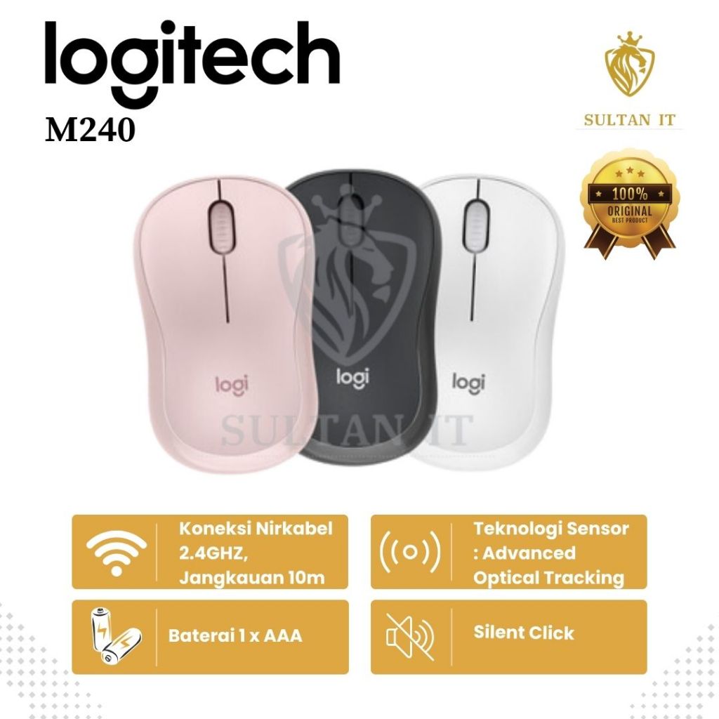 Jual Logitech M240 Mouse Wireless Bluetooth Silent Click | Shopee Indonesia