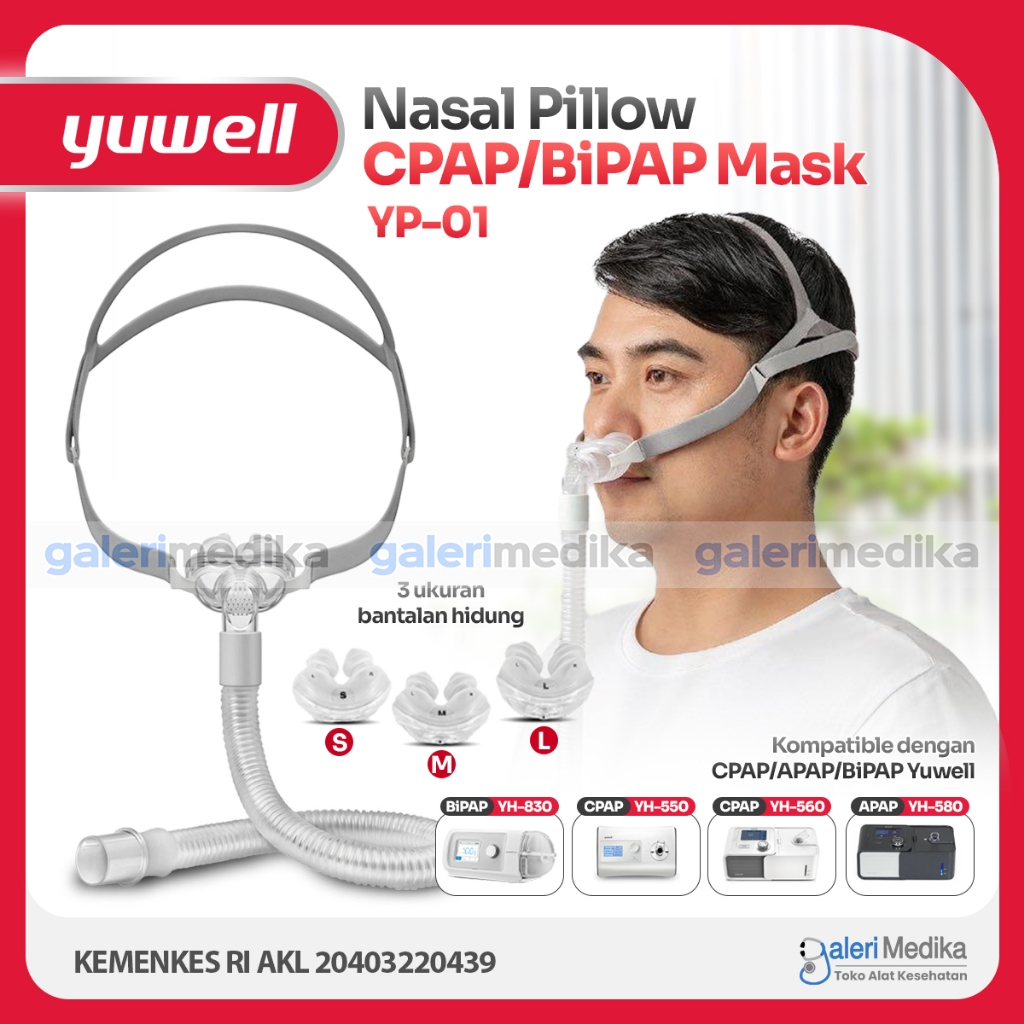 Jual Masker CPAP/BiPAP Yuwell YP-01 Nasal Pillow (S,M,L) | Shopee Indonesia