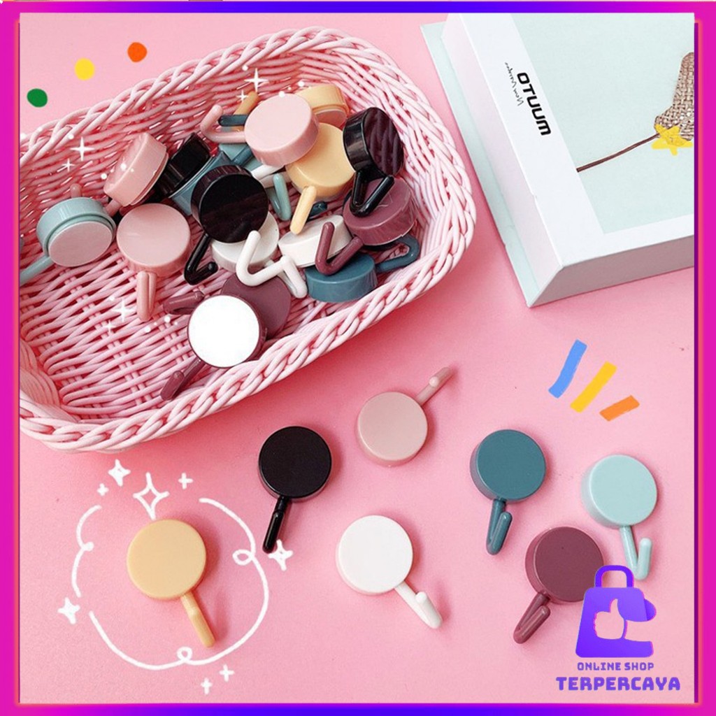 Jual OST Gantungan Hook Bulat Polos Tempel Tembok Wall Hook Stiker ...