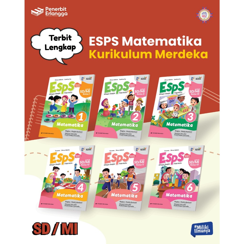 Jual BUKU ERLANGGA ESPS MATEMATIKA SD/MI KLS.1 2 3 4 5 6 /KM FULL COLOUR SERIES TERBARU ...