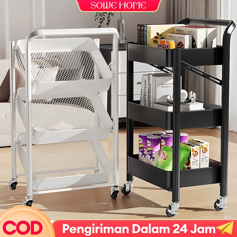 Jual Rak Troli Roda Susun Serbaguna Rak Lipat Rak Besi 3 Susun Rak ...