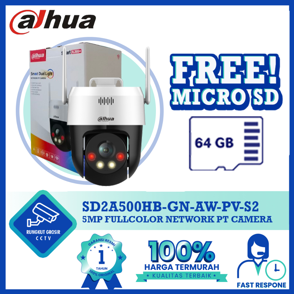 Jual NEW!! DAHUA PICOO 5MP SD2A500HB-GN-AW-PV-S2 FREE MICRO SD | Shopee Indonesia