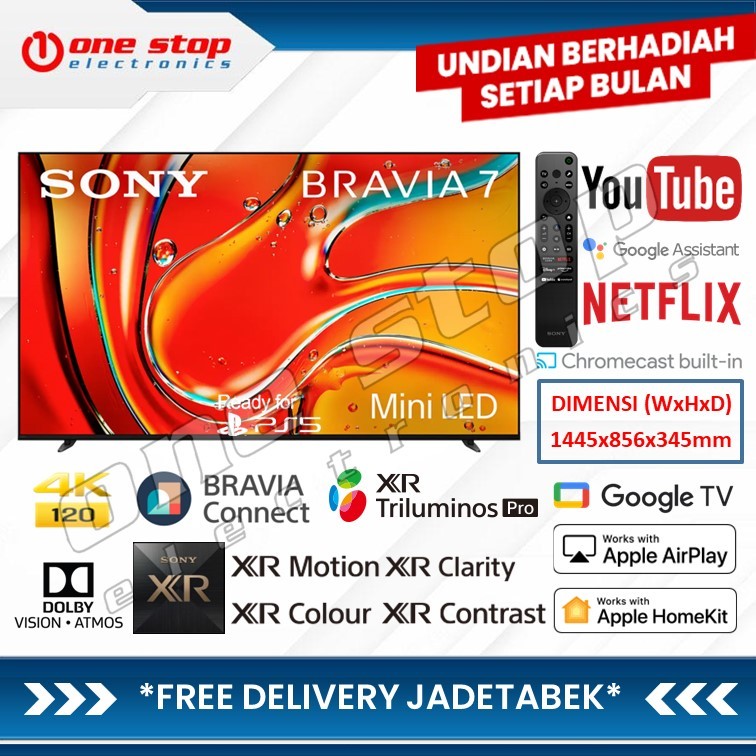 Jual SONY BRAVIA 7 XR K-65XR70 / XR70 4K UHD Mini LED Google TV 65 Inch ...