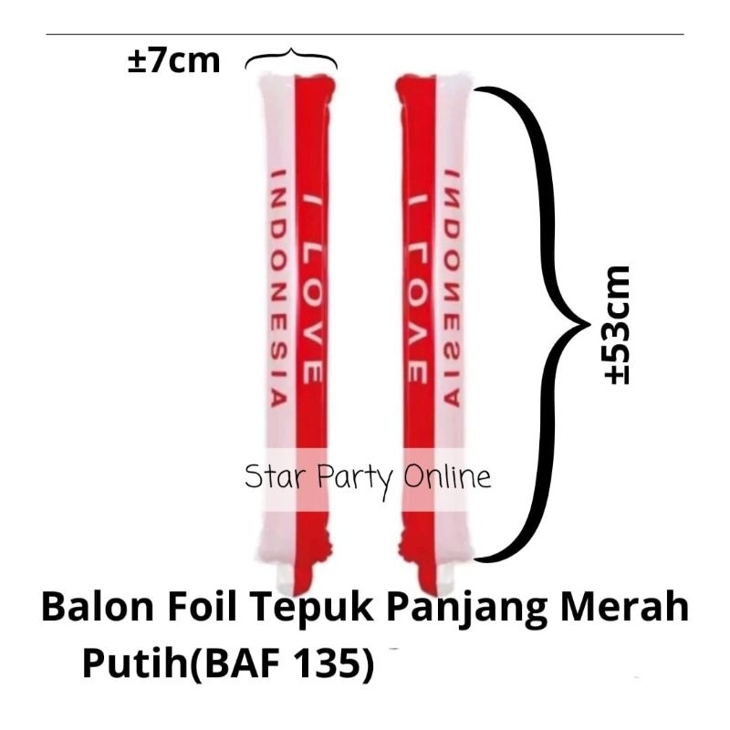 Jual Harga Per 50 Pcs Balon Foil Tepuk Panjang Merah Putih I Love ...