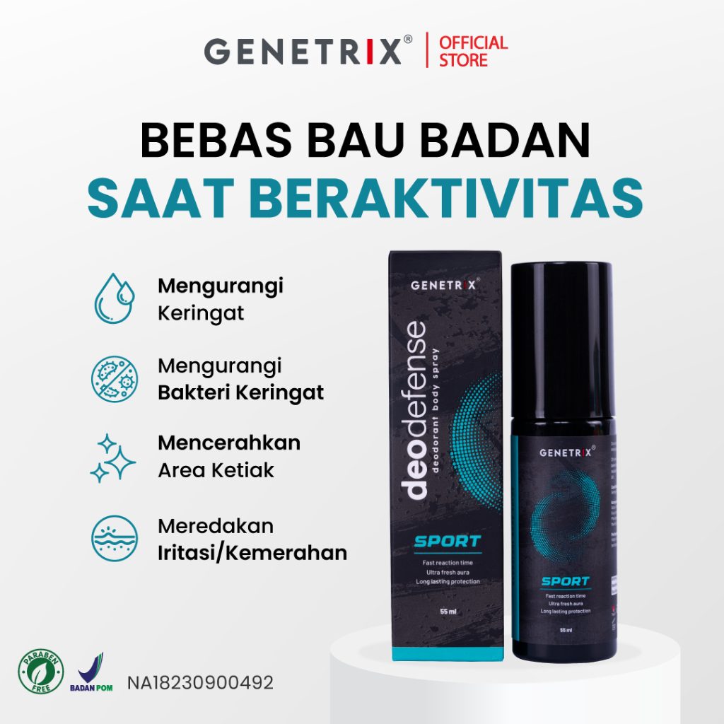 Jual GENETRIX DEODEFENSE Deodorant Body Spray SPORT 55ml - Deodoran Anti Bau Badan & Pencerah ...