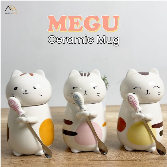 Jual AFH MEGU - Ceramic Mug 3D Animasi Kucing Lucu / Gelas Keramik ...