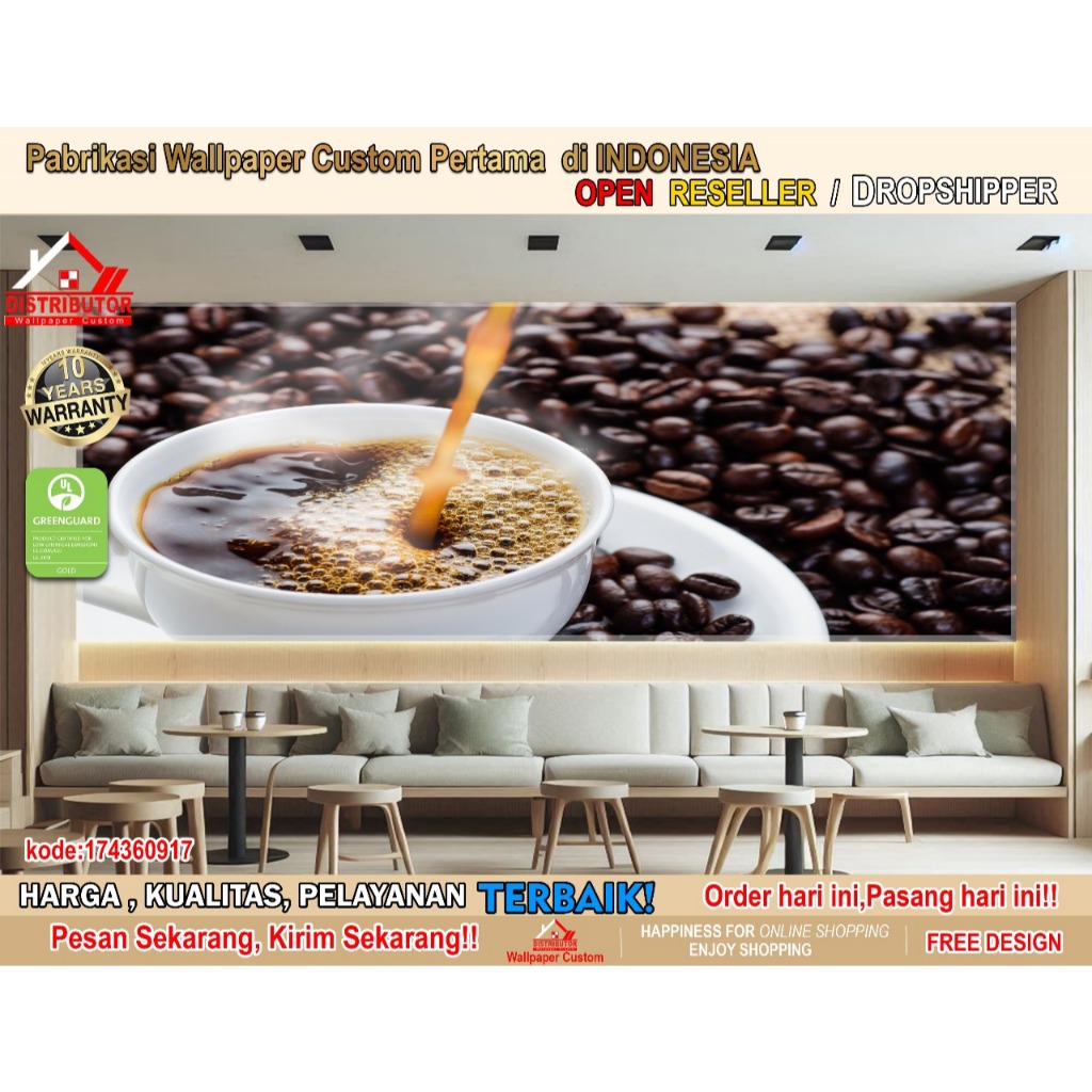 Jual Wallpaper Custom 3D Tema Coffee | Coffeshop | Warung Kopi ...