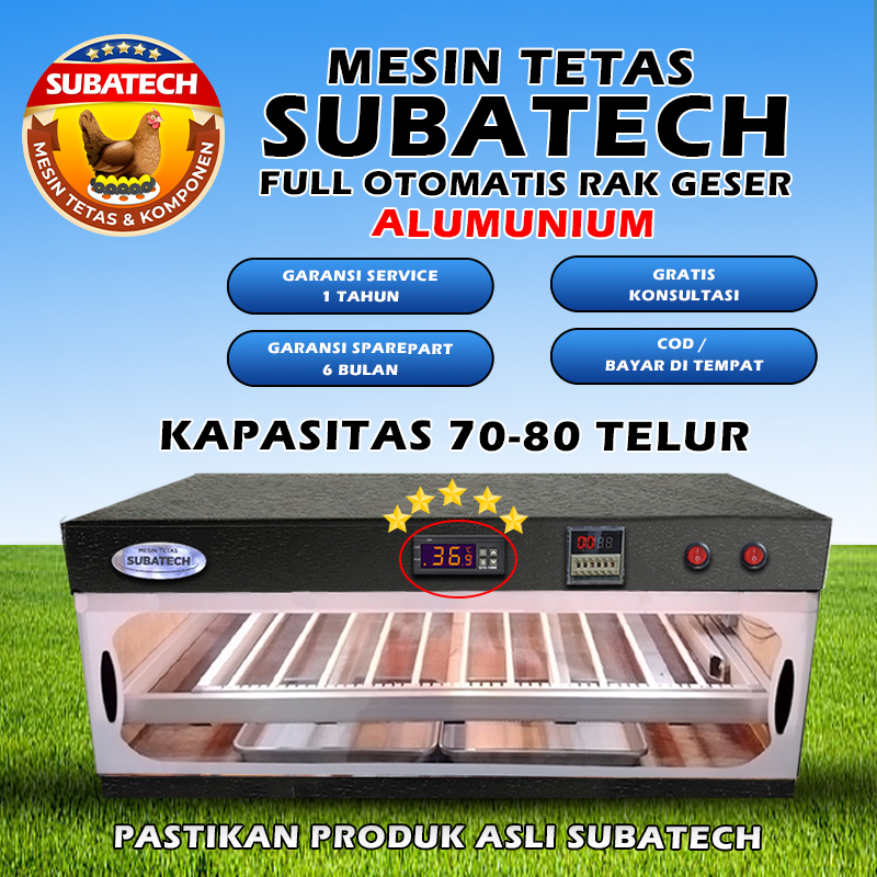 Jual SUBATECH Mesin Tetas Telur Full Otomatis Rak Geser Kap 70 80 ...