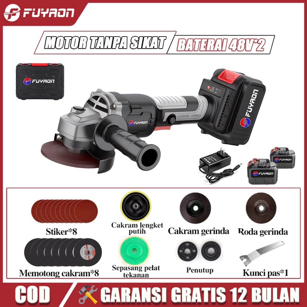 Jual FUYAON Brushless Gerinda Baterai 48V Gerenda Listrik 4 Inci Mesin ...