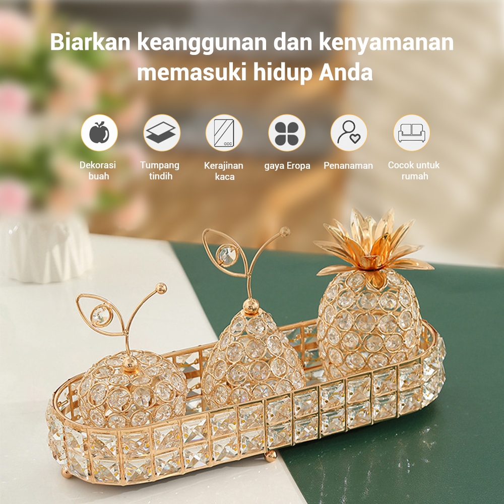 Jual Ornamen Kristal Buah Crystal Nanas pear apple pajangan Dekorasi ...