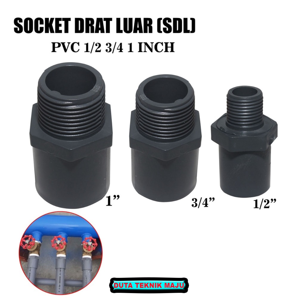 Jual Fitting Sok Drat Luar SDL PVC 1/2 inci 3/4 Inci 1 Inci Sambungan ...