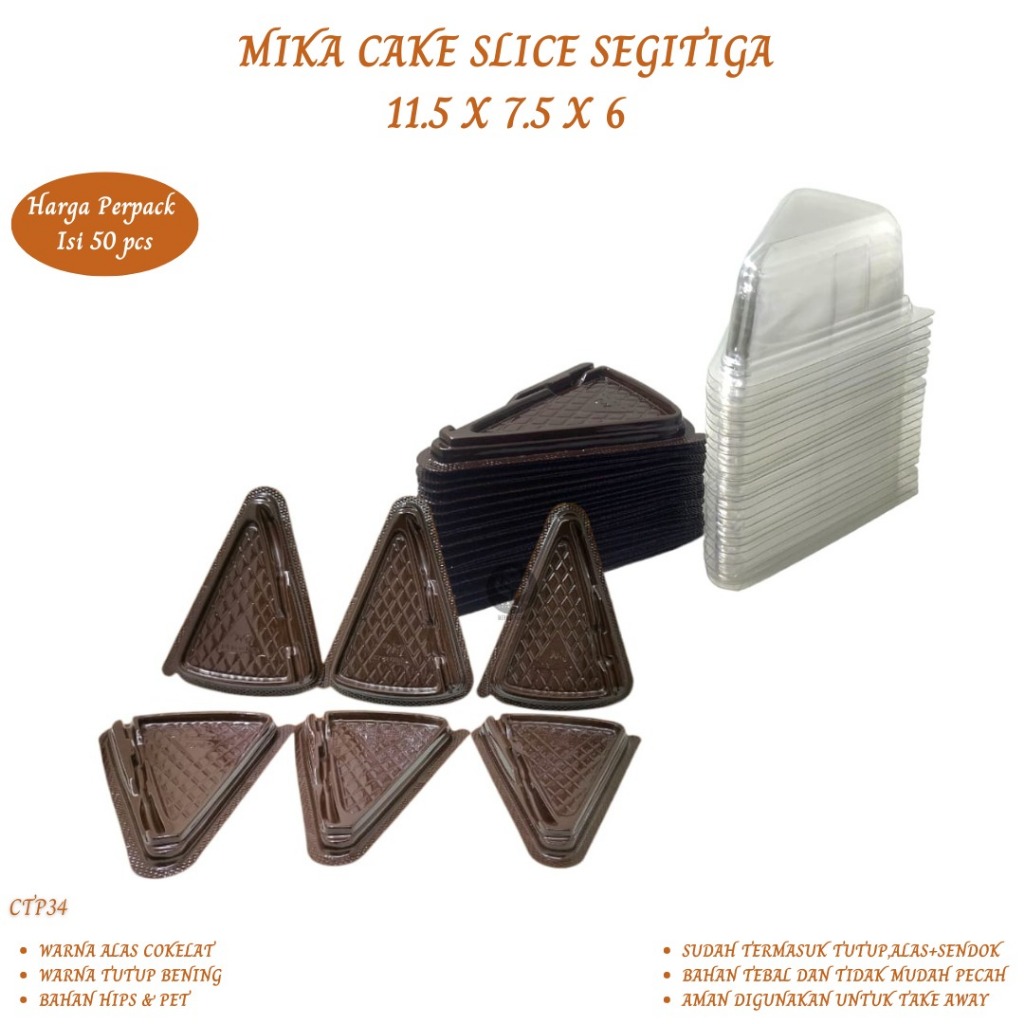 Jual Mika Cake Segitiga Mika 11,5X7,5X6 (Isi 10 Pcs-CTP34) | Shopee ...