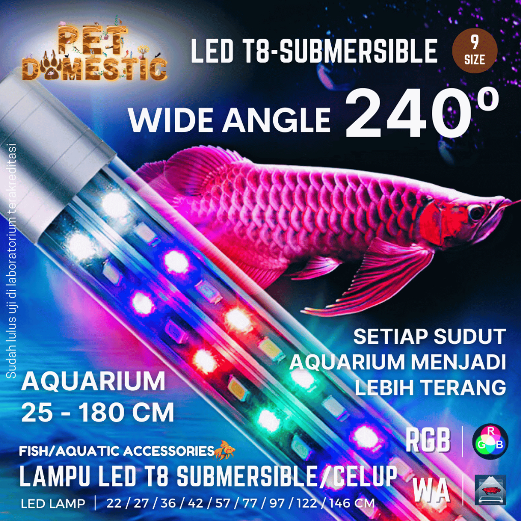 Jual Lampu Celup Led 25-180CM 1 Mode 3 Mode Warna RGB Putih Merah Biru Aquarium Submersible ...