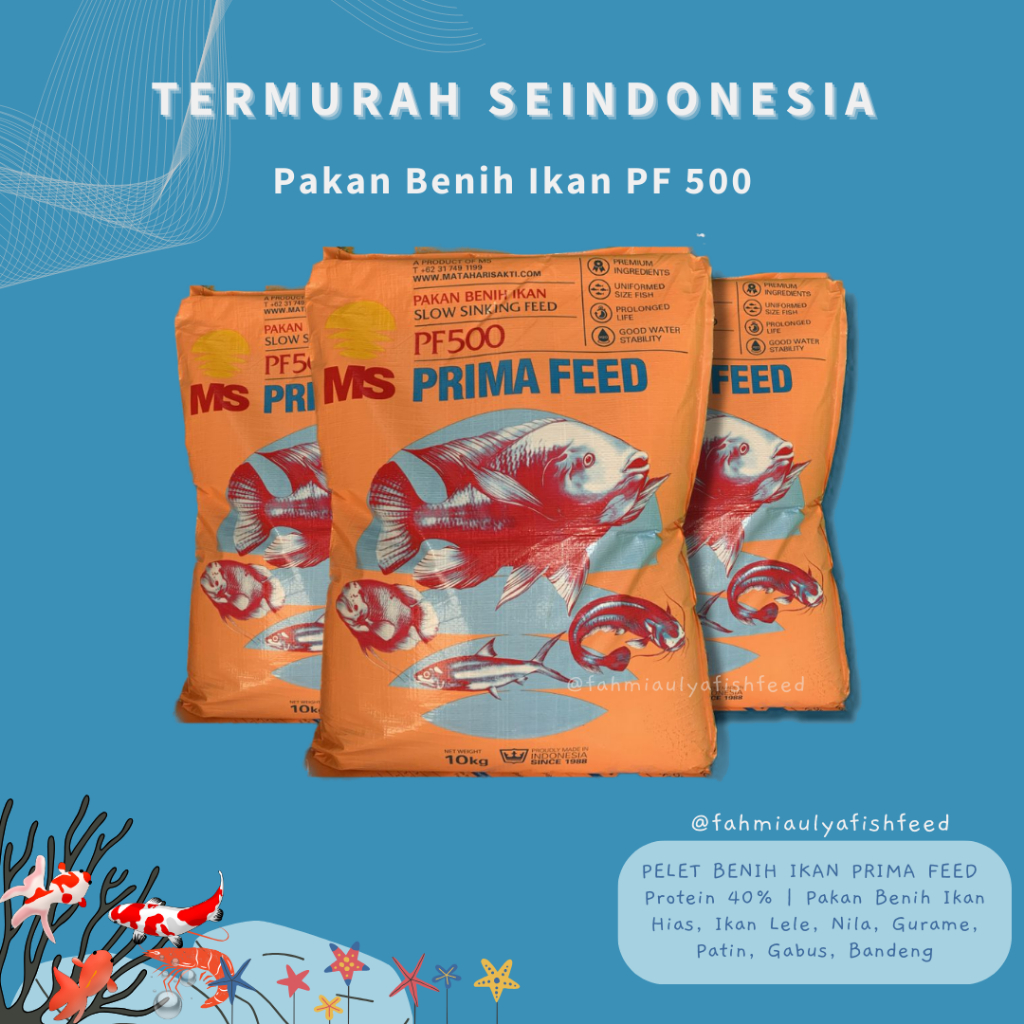 Jual PAKAN BENIH IKAN PF 500 Kemasan (10 kg) | MS PRIMA FEED Protein 40 ...