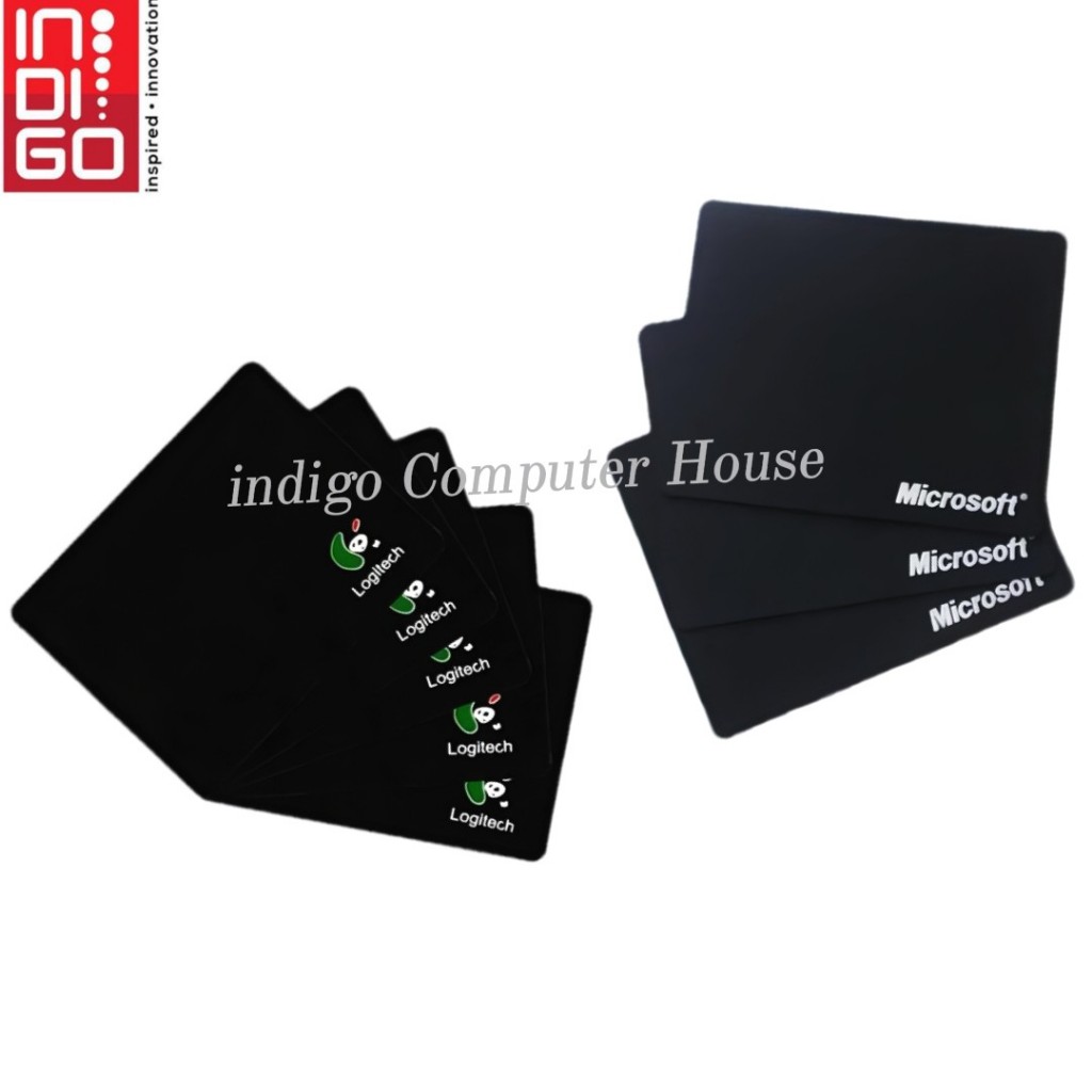 Jual Mouse Pad Logo Logitech & Microsoft / Mousepad Hitam Murah ...