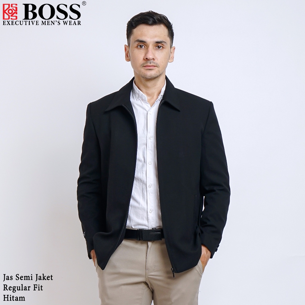 Jual BOSS Jas Semi Jaket Formal Regular Fit Hitam | Shopee Indonesia