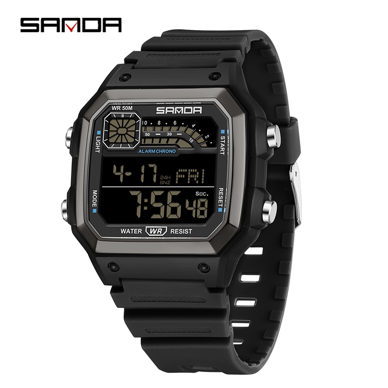 Jual SANDA 6196 Jam Tangan Pria Digital Tali Rubber Chronograph Anti ...