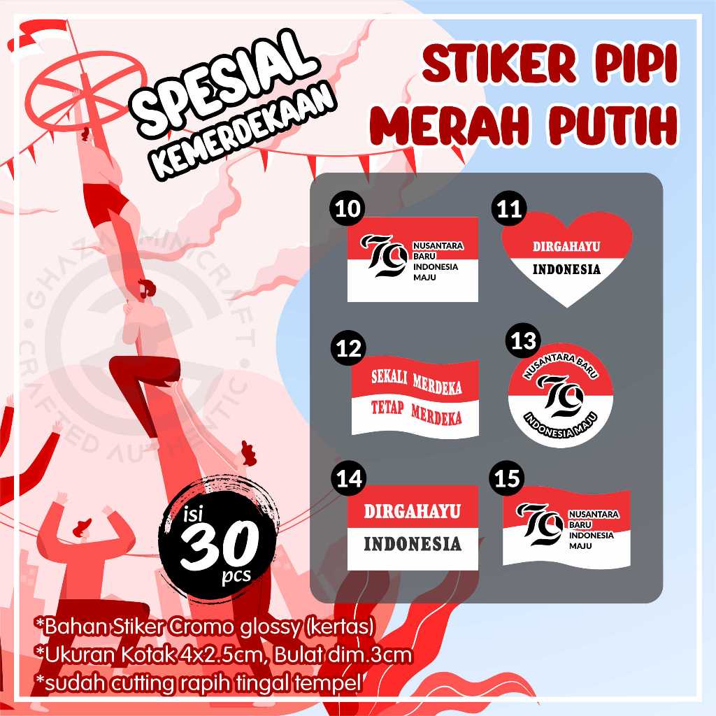 Jual STIKER PIPI Bendera / EDISI SPESIAL Kemerdekaan / STIKER Merah ...