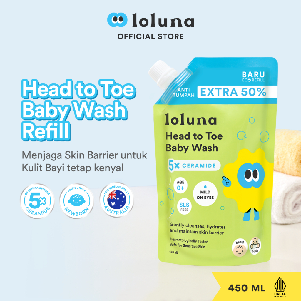 Jual Loluna Head To Toe Baby Wash 450ml / sabun mandi bayi dan anak ...