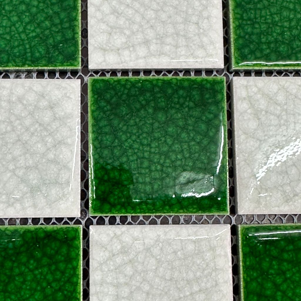 Jual Mosaic Tile white green square / Mosaik Keramik hijau putih kotak ...