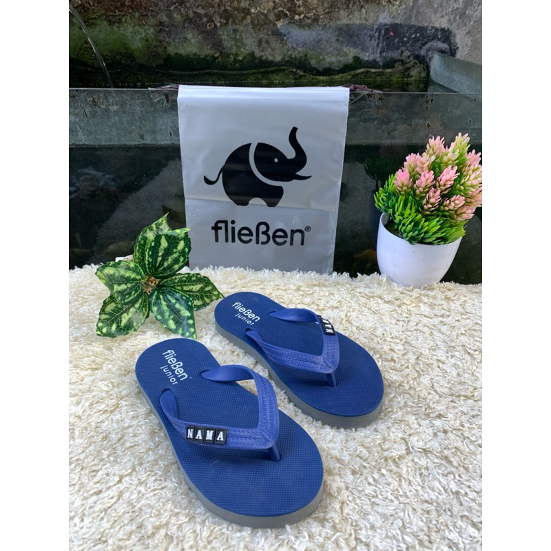Jual Sandal anak premium dengan custum nama sesuka hati spon abu-navy ...