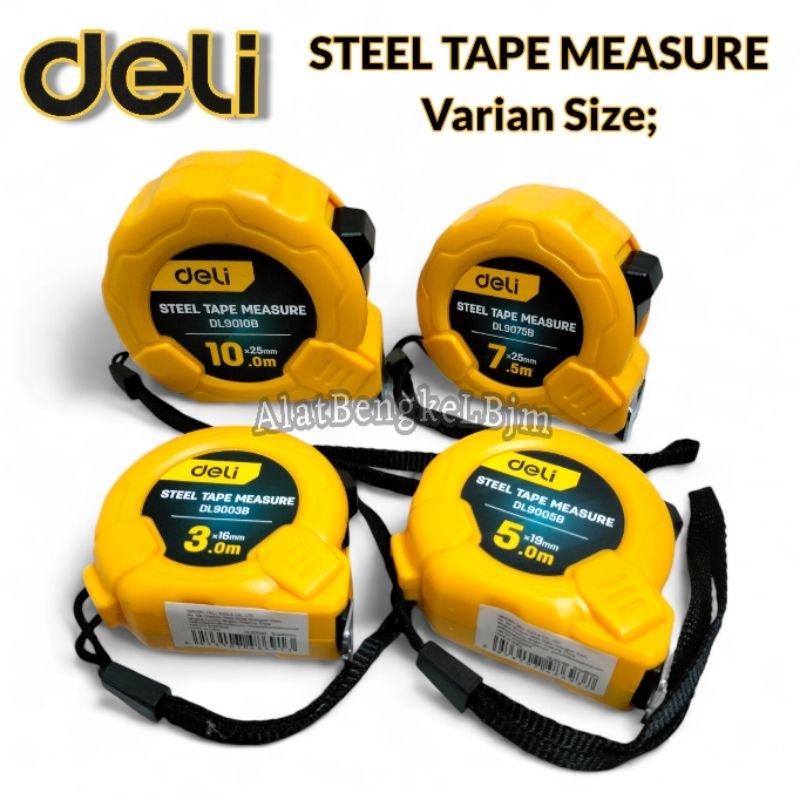 Jual METERAN "DELI" VARIAN UKURAN ||STEEL TAPE MEASURE VARIAN SIZE (3/5 ...