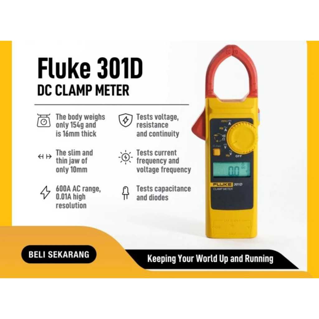 Jual FLUKE 301D Series, 600A AC/DC Clamp Meter ORIGINAL Plus Sertifikat Kalibrasi KAN | Shopee ...