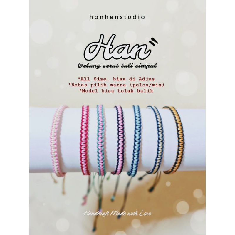 Jual HAN Gelang serut tali simpul/ gelang serut inisial/ gelang tali ...