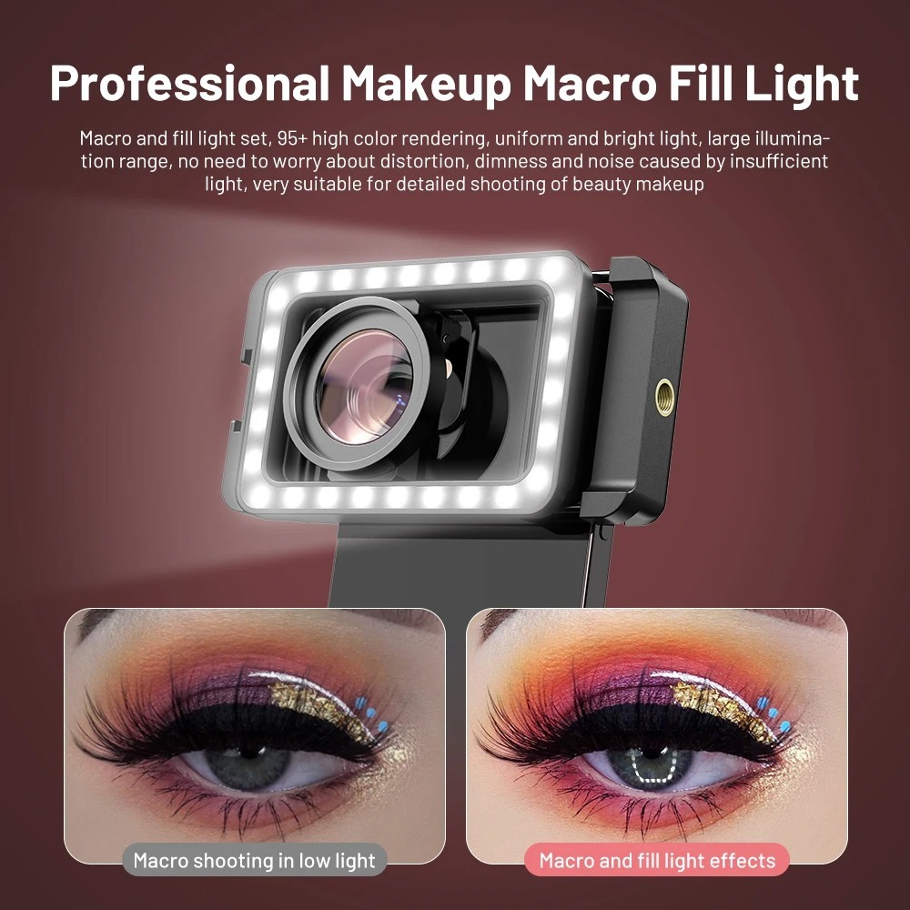Jual APEXEL Lensa Kamera HP 2in1 Macro Lens 15X with LED Fill Light ...