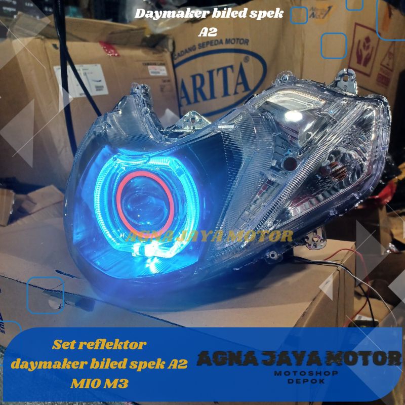 Jual lampu daymaker biled spek A2 mio m3 ring ice blue full set ...