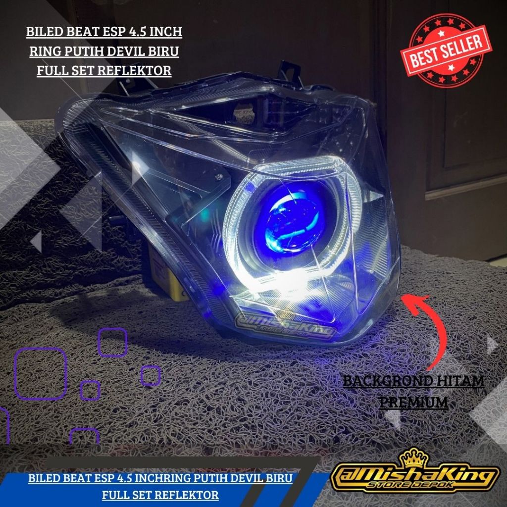 Jual Lampu biled beat esp street 4.5 inch full set reflektor ring putih ...