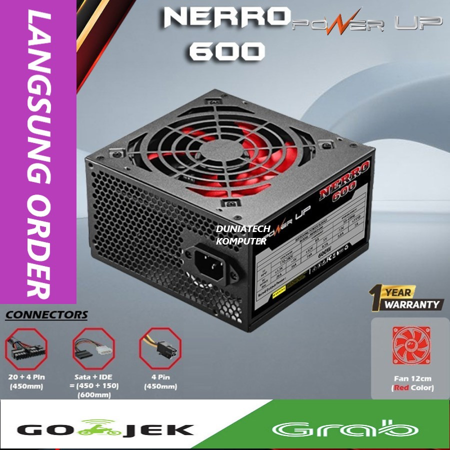 Jual Power Supply Power Up NERRO 600 WATT - PSU 600 Watt | Shopee Indonesia