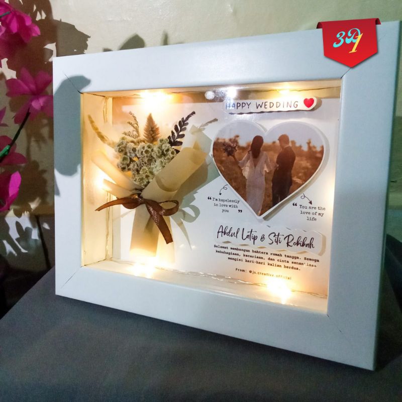 Jual Frame 3D LED Bunga | Frame Gift Costum | Kado unik untuk wedding ...