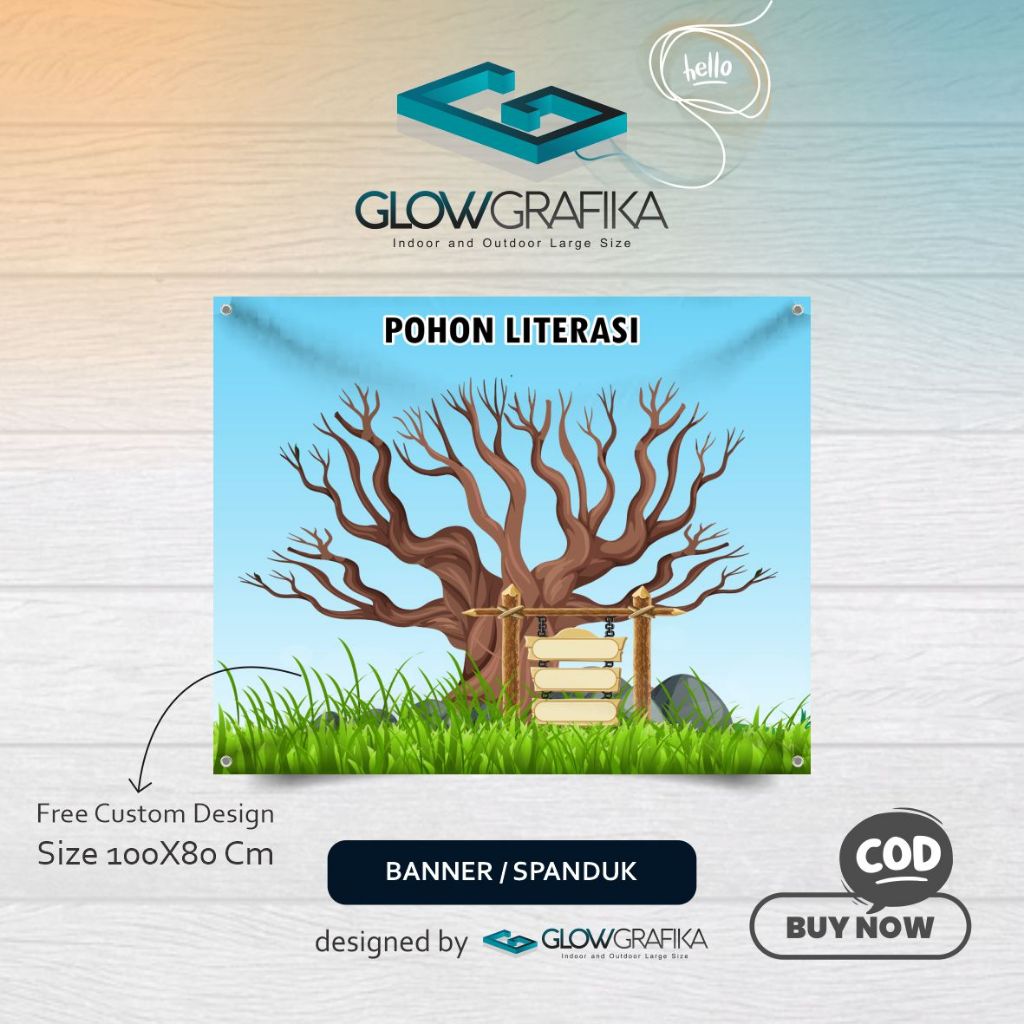 Jual Cetak Spanduk Banner Pohon Literasi Polos Tanpa Daun | Shopee ...