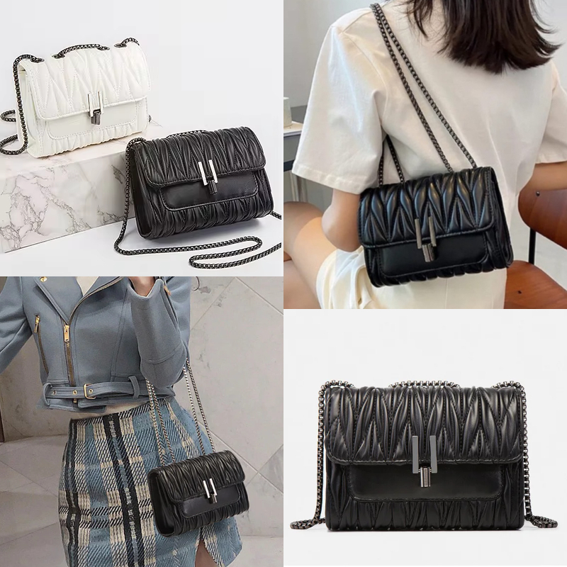 Jual Lux Chain Bag Tas Rantai Kulit Shoulder Bag Rantai Kulit Chain ...