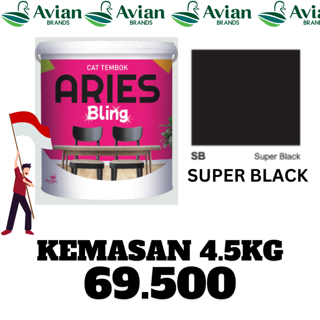 Jual Cat Tembok Aries Bling SUPER BLACK Sekelas Cat Tembok Qluc - Galon ...