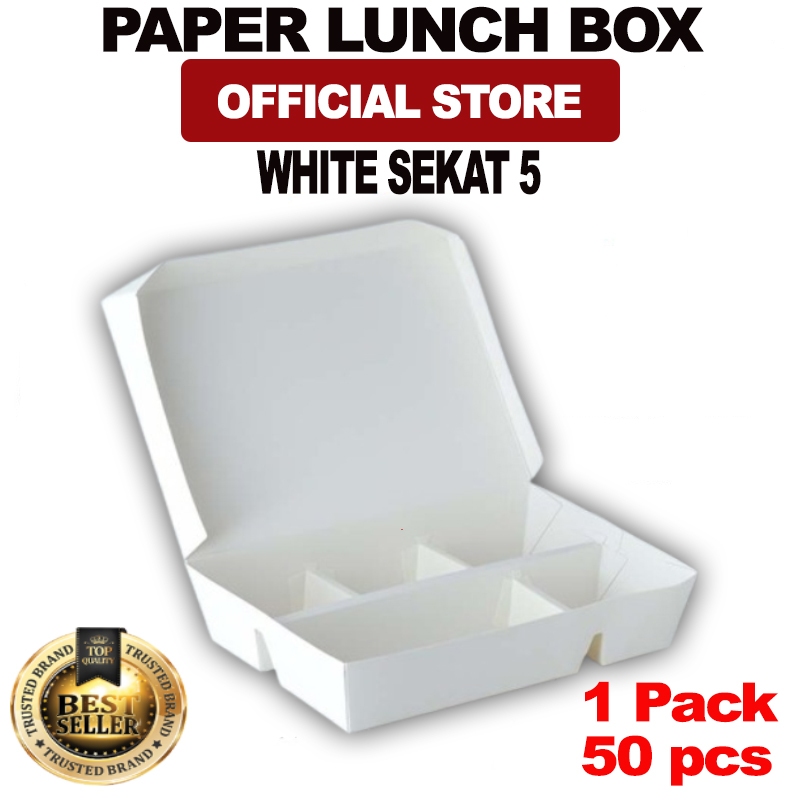 Jual Lunch Box Large | Paper Sekat 5 Putih L isi 50 pcs | Dus Kotak ...