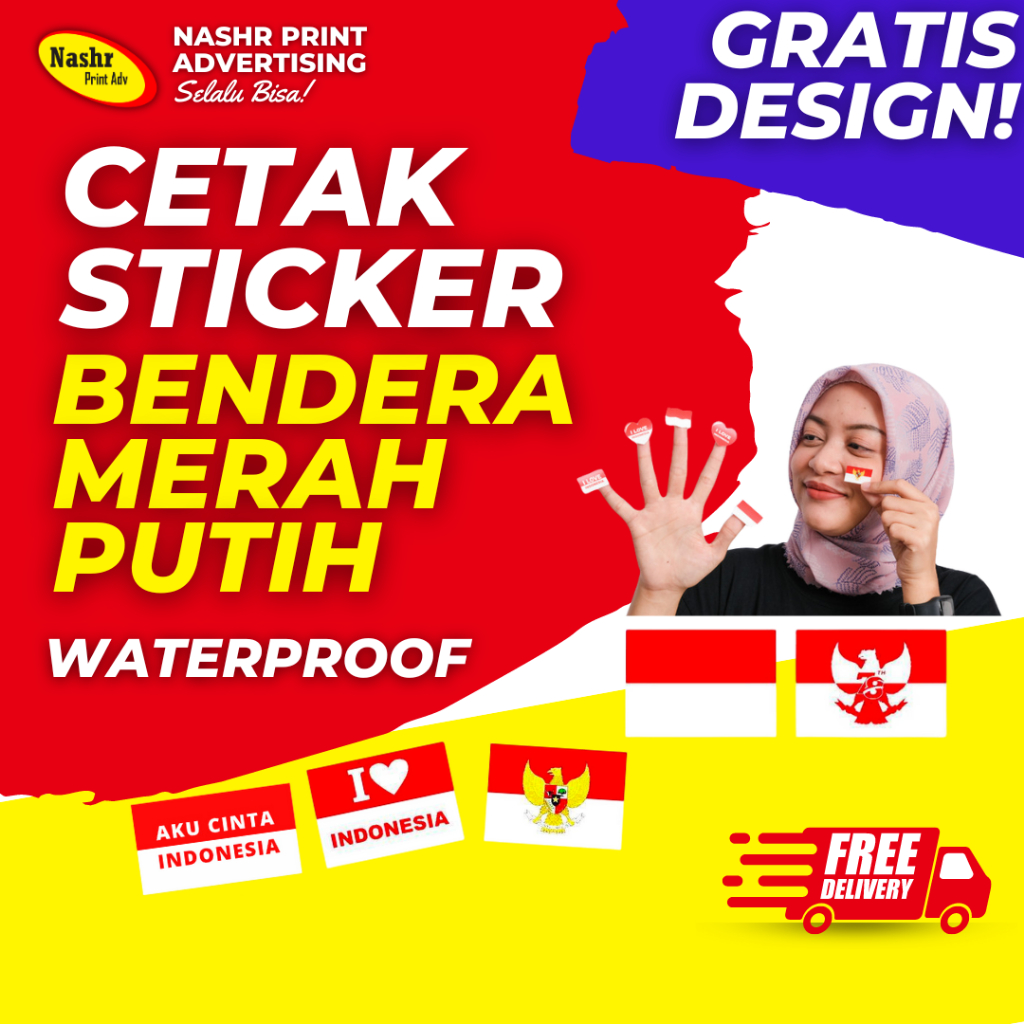 Jual CETAK STIKER BENDERA MERAH PUTIH | STIKER PIPI MERAH PUTIH ...
