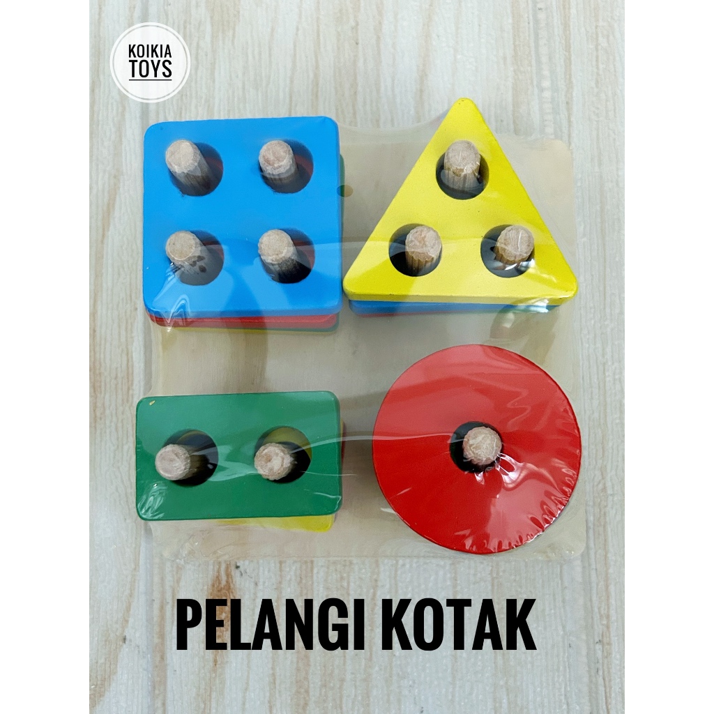 Jual Mainan edukasi anak susun bentuk geometri pilar basic shape bahan ...