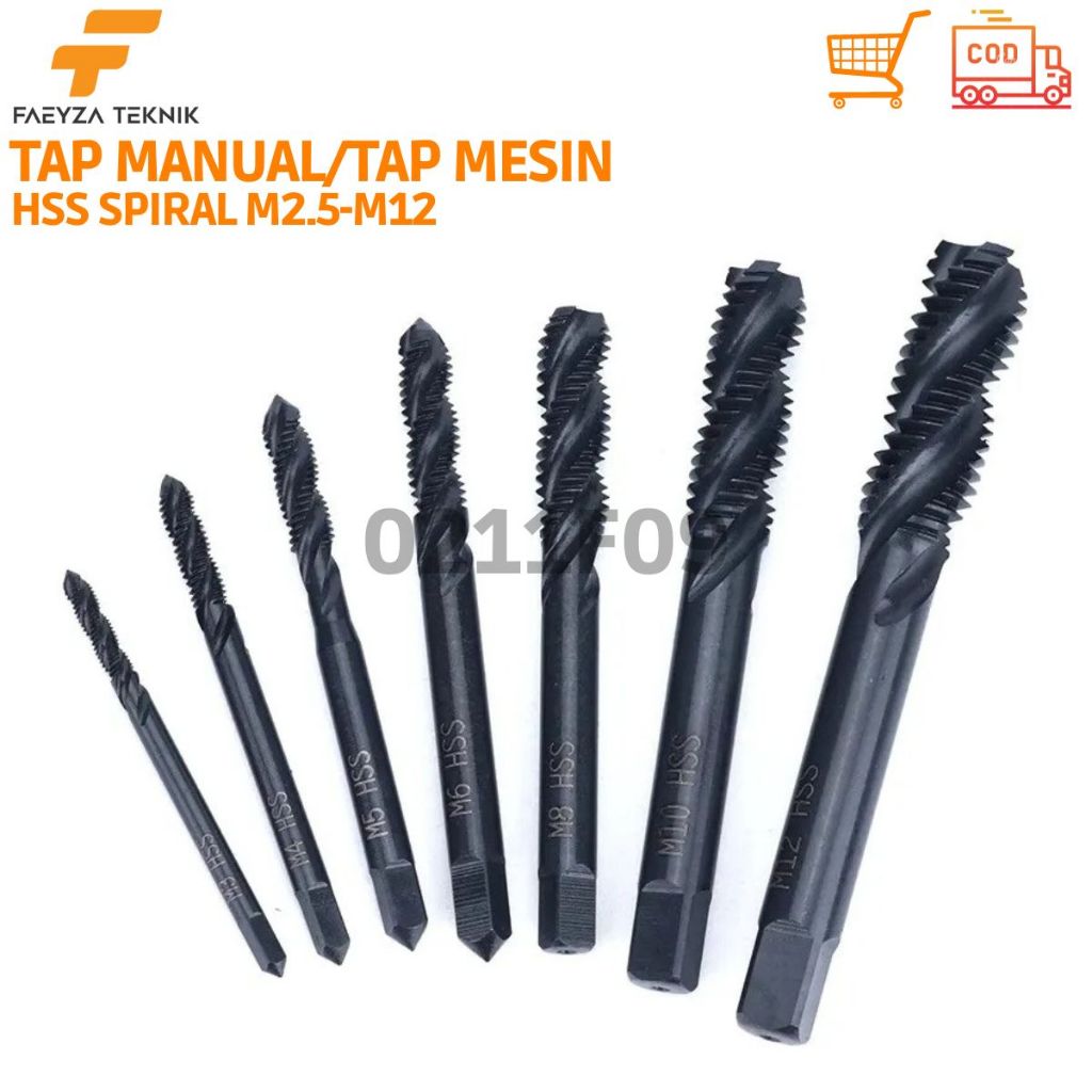 Jual Tap Mesin Hand Tap M2.5 M3 M4 M5 M6 M8 M10 M12 Tap HSS Spiral Bukan Yamawa OSG YG | Shopee ...