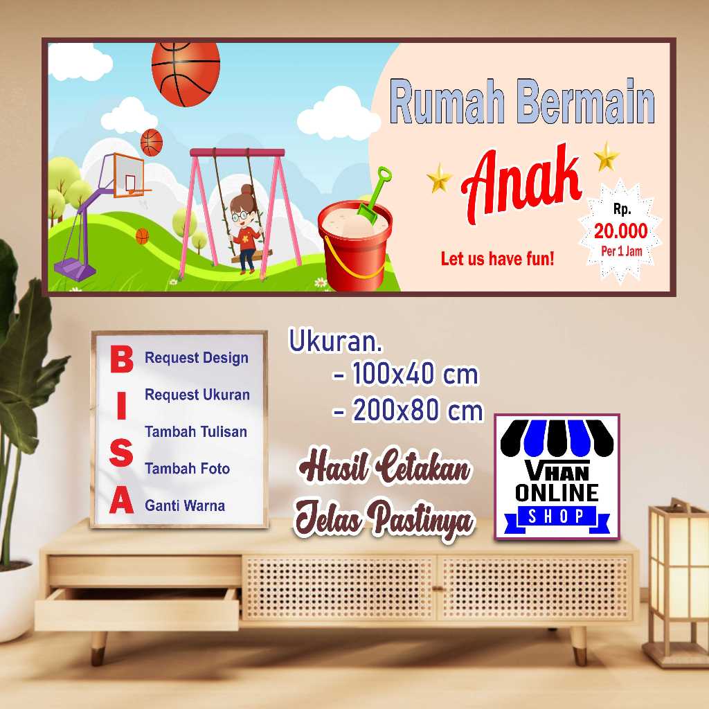 Jual Cetak Banner Spanduk MMT Rumah Bermain Anak, Tempat Bermain Anak ...