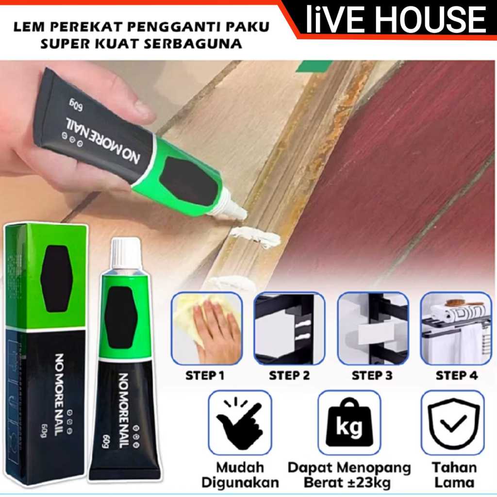 Jual LEM SUPER PENGGANTI PAKU TEMBOK NAIL FREE GLUE TERTELL 60GR ...
