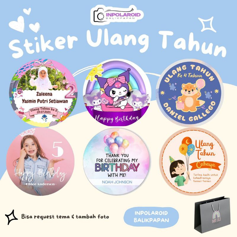 Jual Stiker Label Ulang Tahun Anak/Custom Tema/Sticker Birthday ...