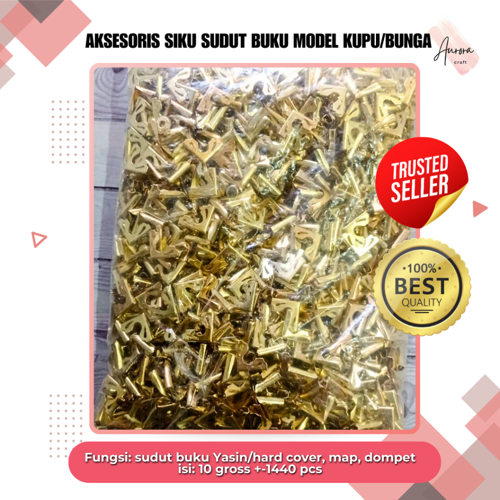 Jual (10 GROSS) AKSESORIS SIKU SUDUT BUKU/MAP/DOMPET MODEL KUPU-KUPU ...