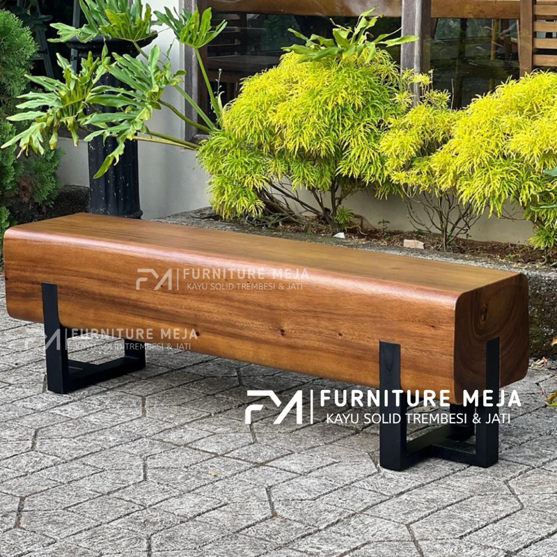 Jual Bangku Balok Trembesi Kayu Solid Utuh Kaki Besi Model Terbaru ...