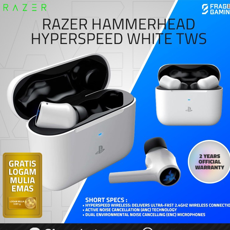 Jual Razer Hammerhead HyperSpeed White TWS True Wireless Gaming Earbuds ...