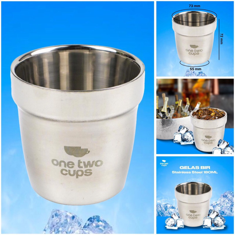 Jual One Two Cups Gelas Minum Stainless Stral Drink Cup 180ml - J070 ...