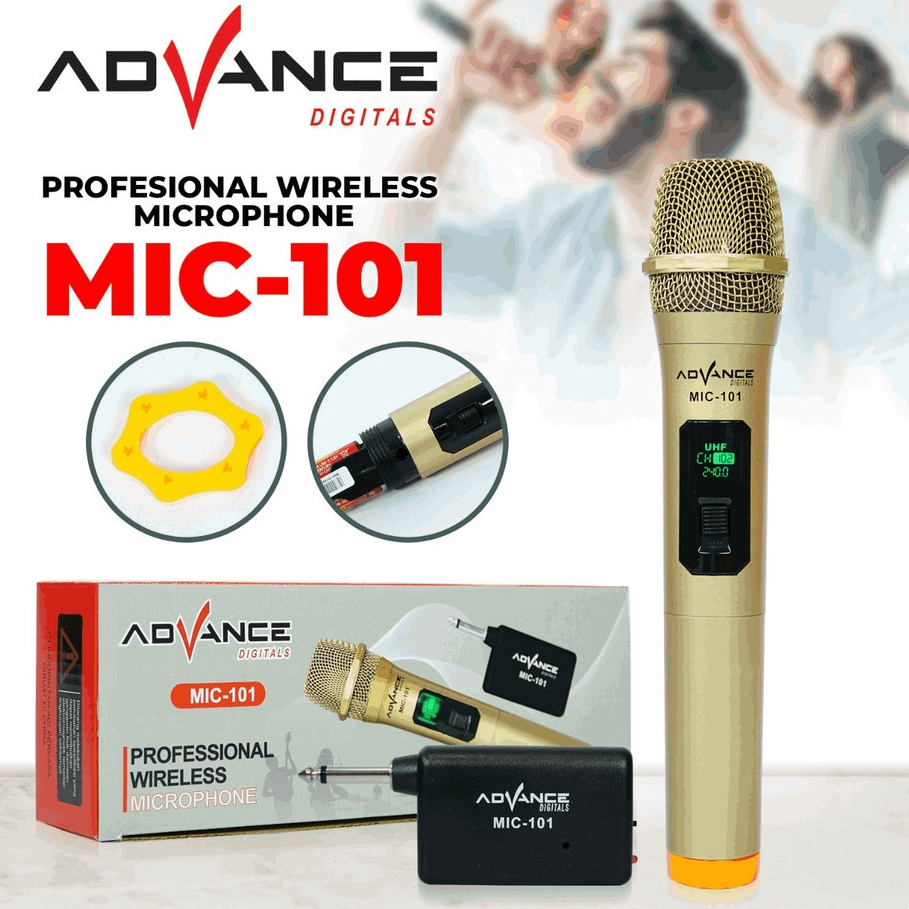 Jual Advance MIC-101 Wireless Mic Karaoke Single Mikropon Nirkabel Professional Microphone ...