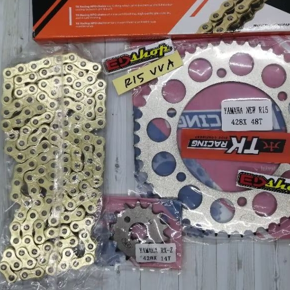 Jual gear SET R15 V3 V4 428HPO TK ORING 48 R15VVA VVA MT15 VIXION R 155 NEW RACING GOLD GER GIR ...