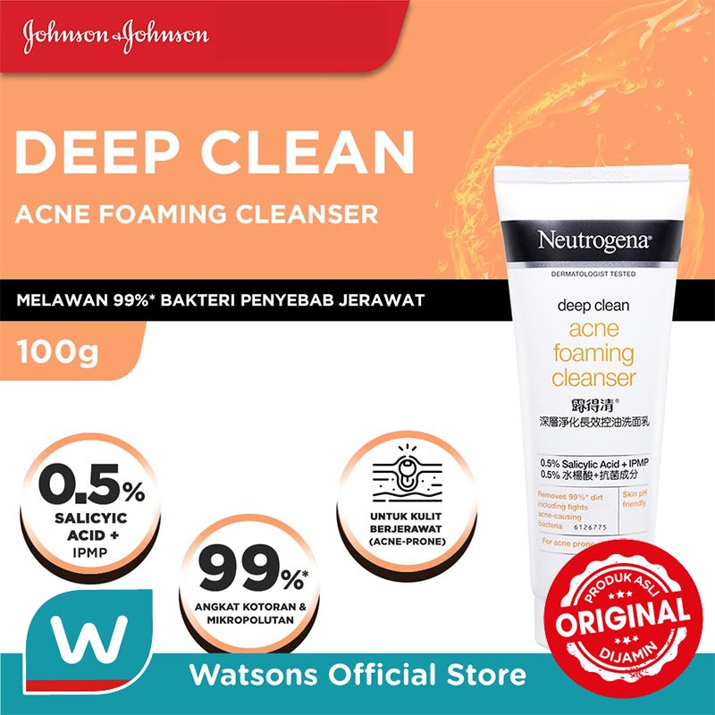 Jual NEUTROGENA Deep Clean Acne Foaming Cleanser 100g | Shopee Indonesia
